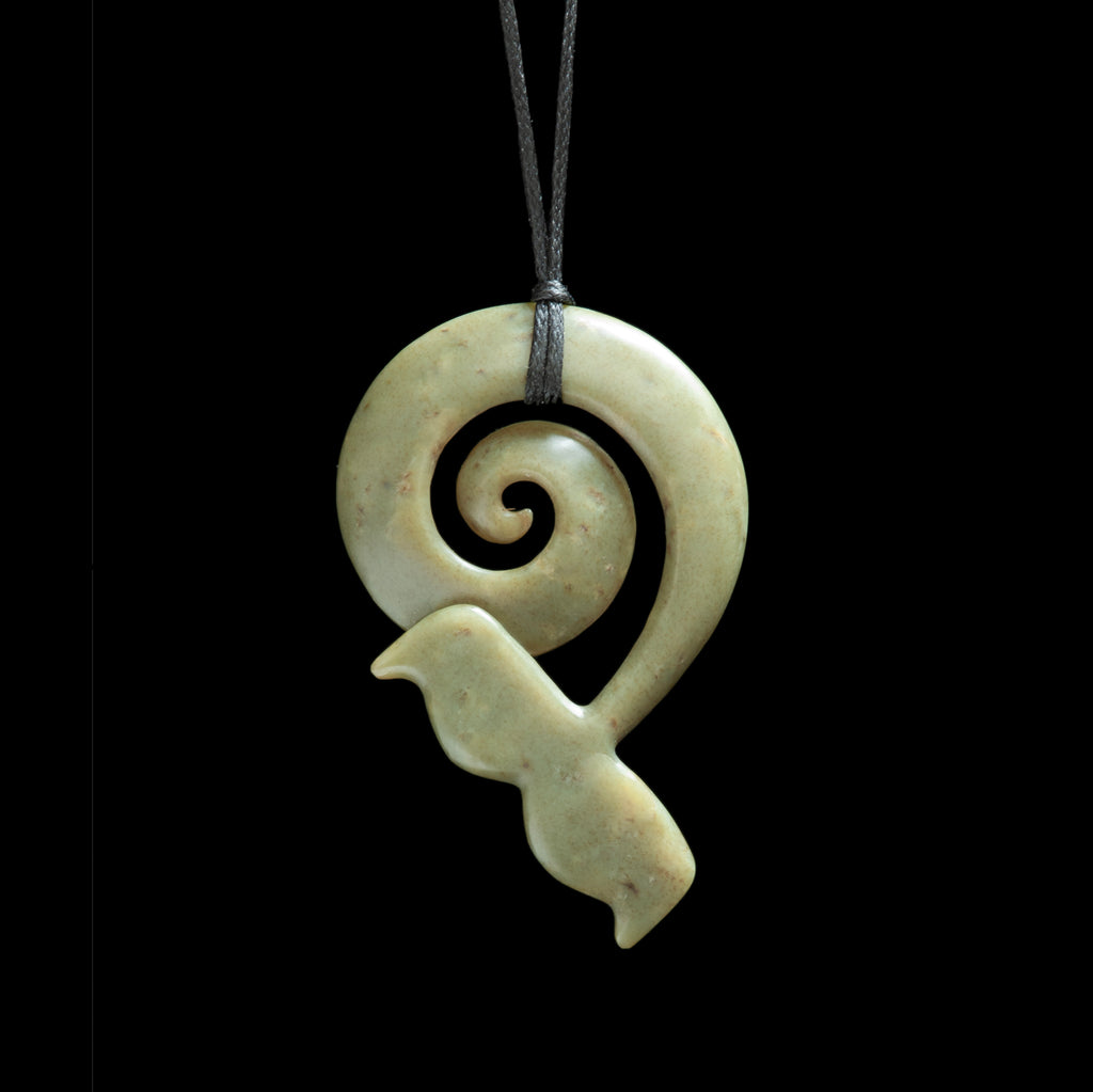 New Zealand Jade Koru Matau Pendant with whale tail by Shaun Gardiner ...