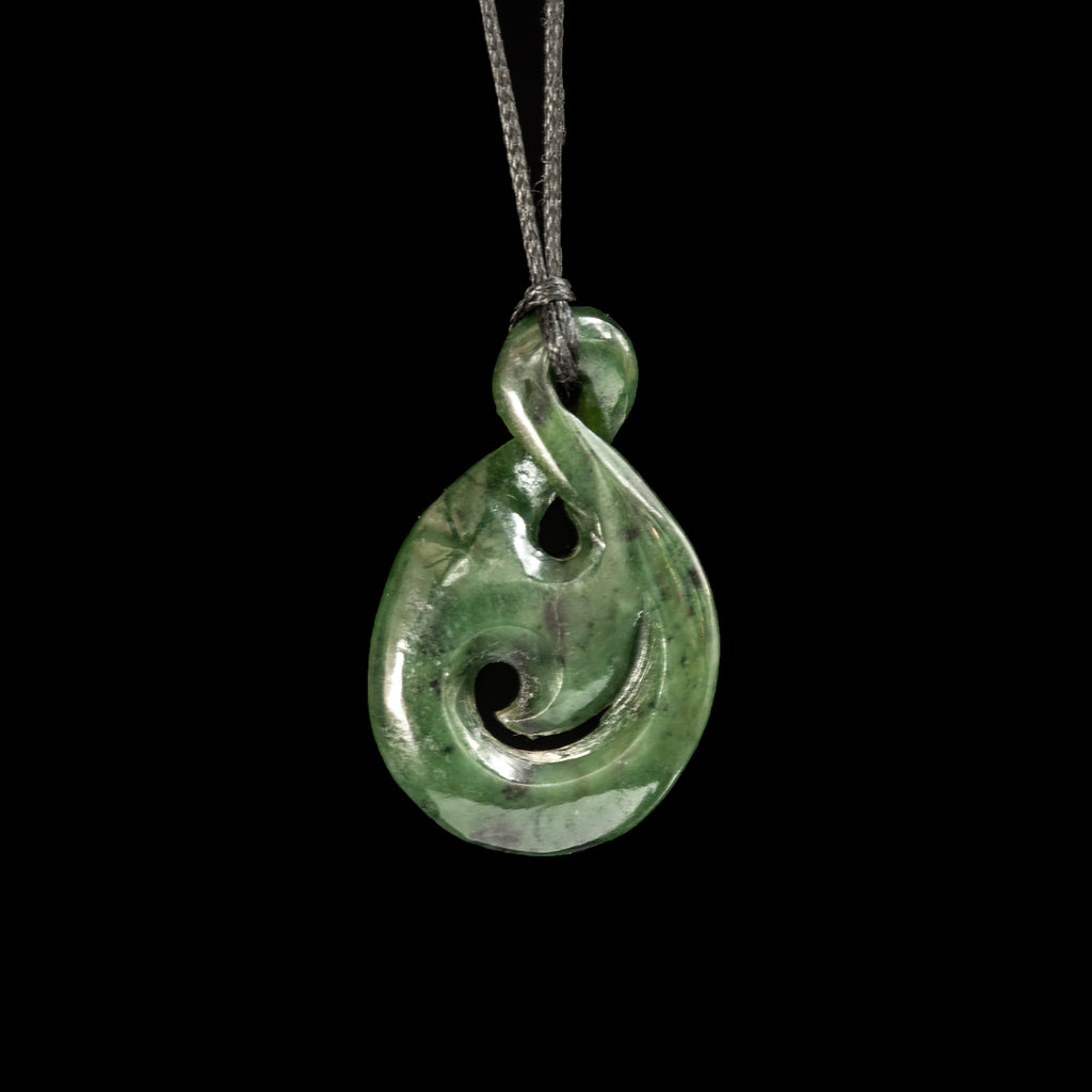NZ Maori Style Twist double Koru Jade Carving Pendant from our Auckland ...