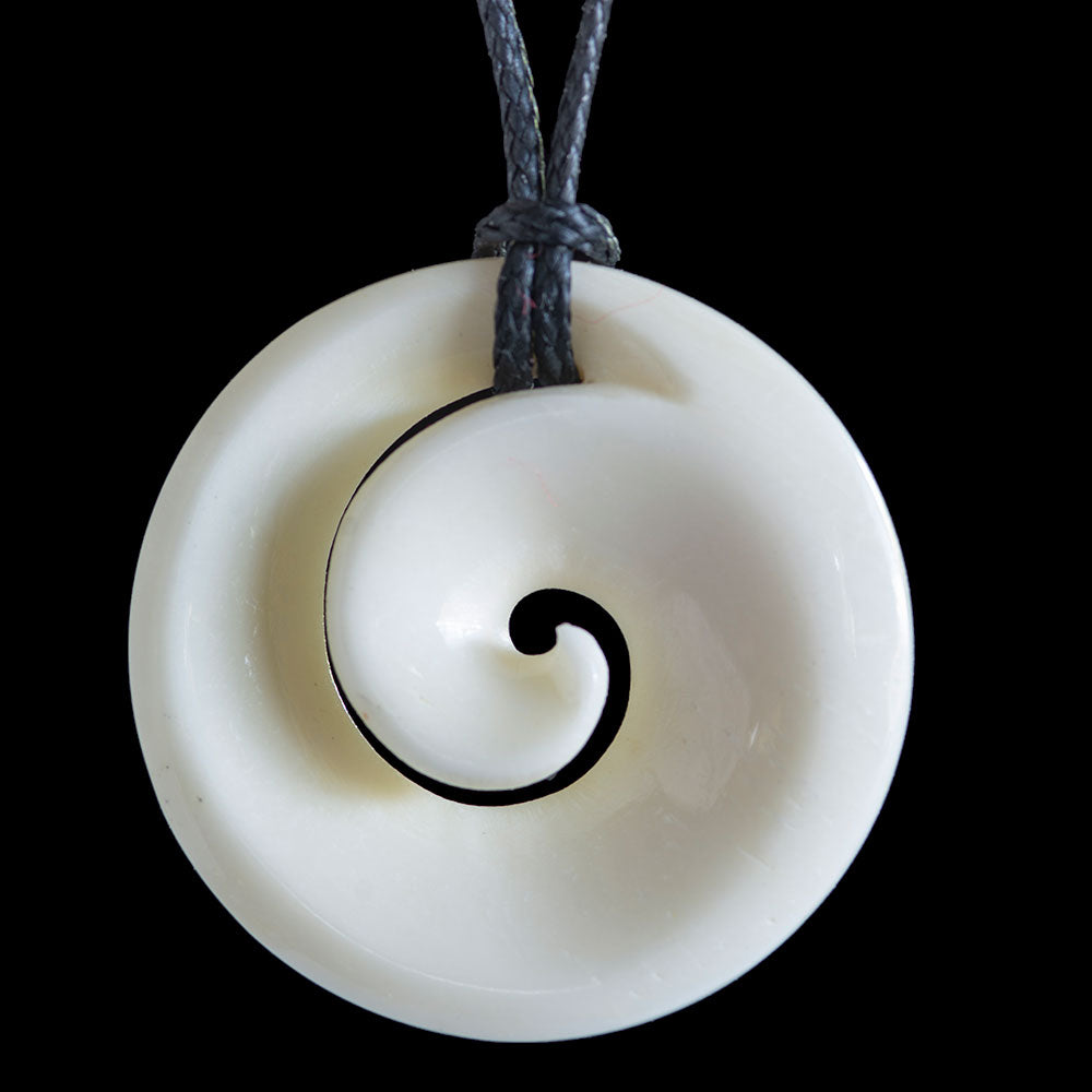 New Zealand Maori Style Carved Bone Koru Pendant – The Bone Art Place