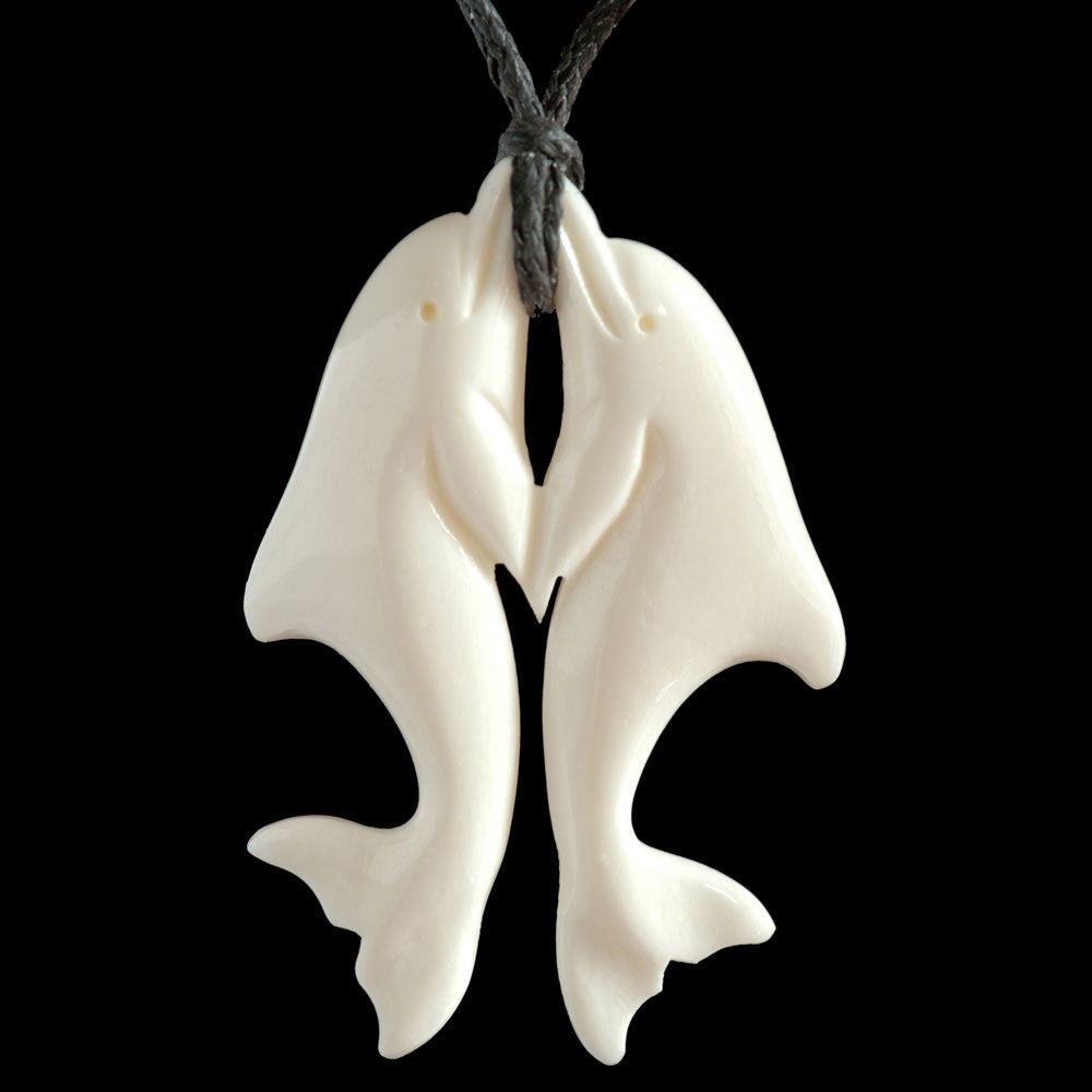 Jumping Dolphins Bone Carving Necklace – The Bone Art Place