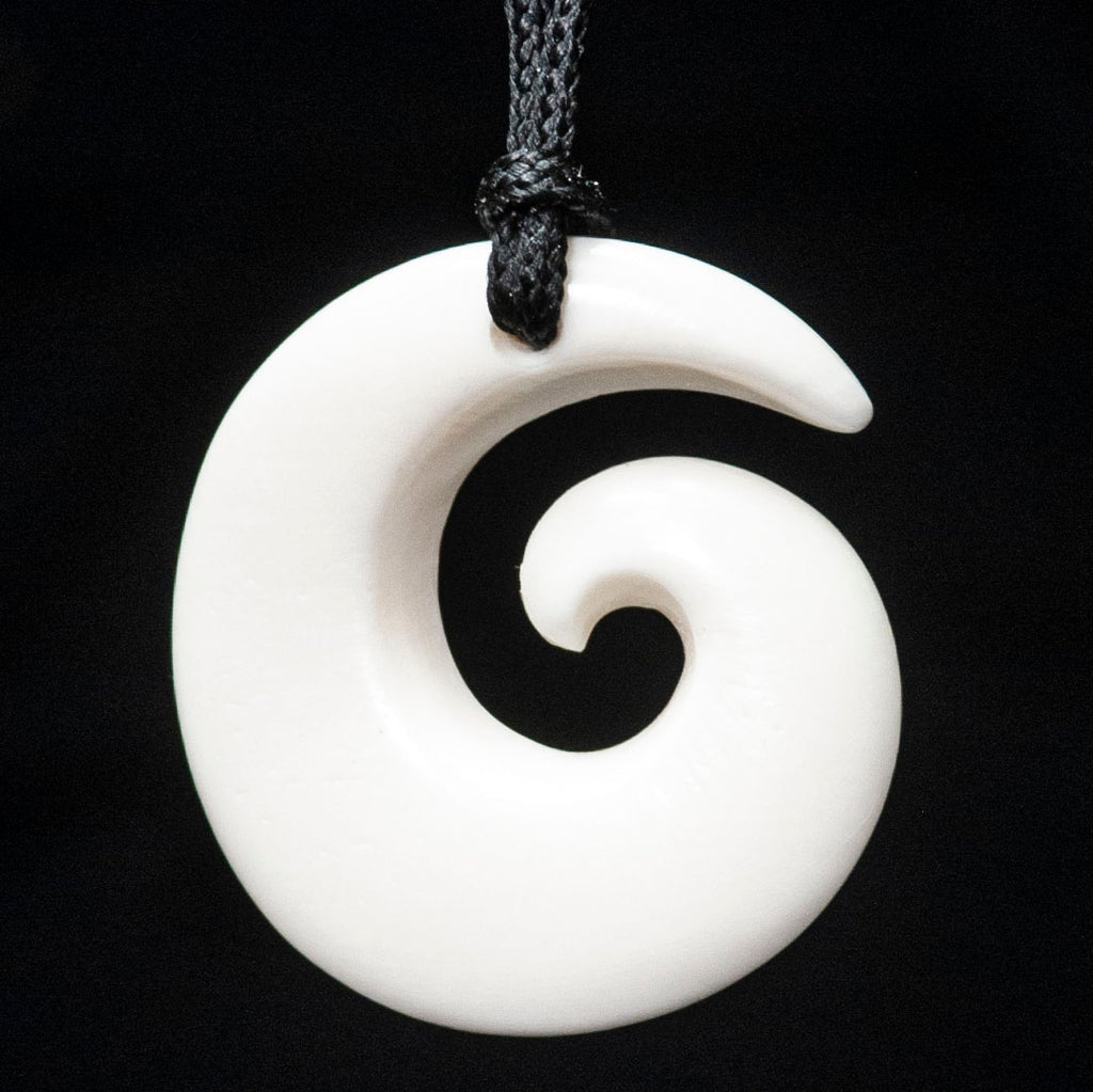 Maori Style Koru Bone Carving Pendant From New Zealand – The Bone Art Place