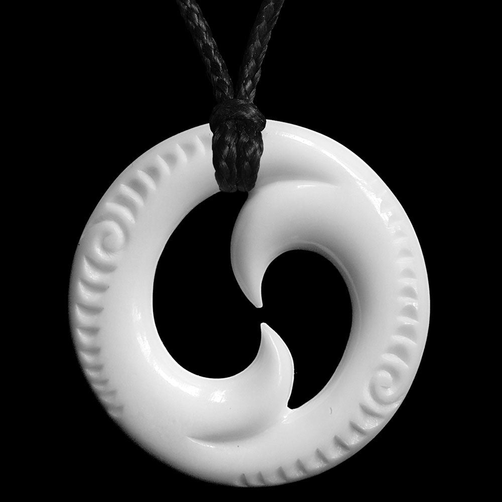 Small Maori Style Carved Bone Engraved Koru Necklace – The Bone Art Place