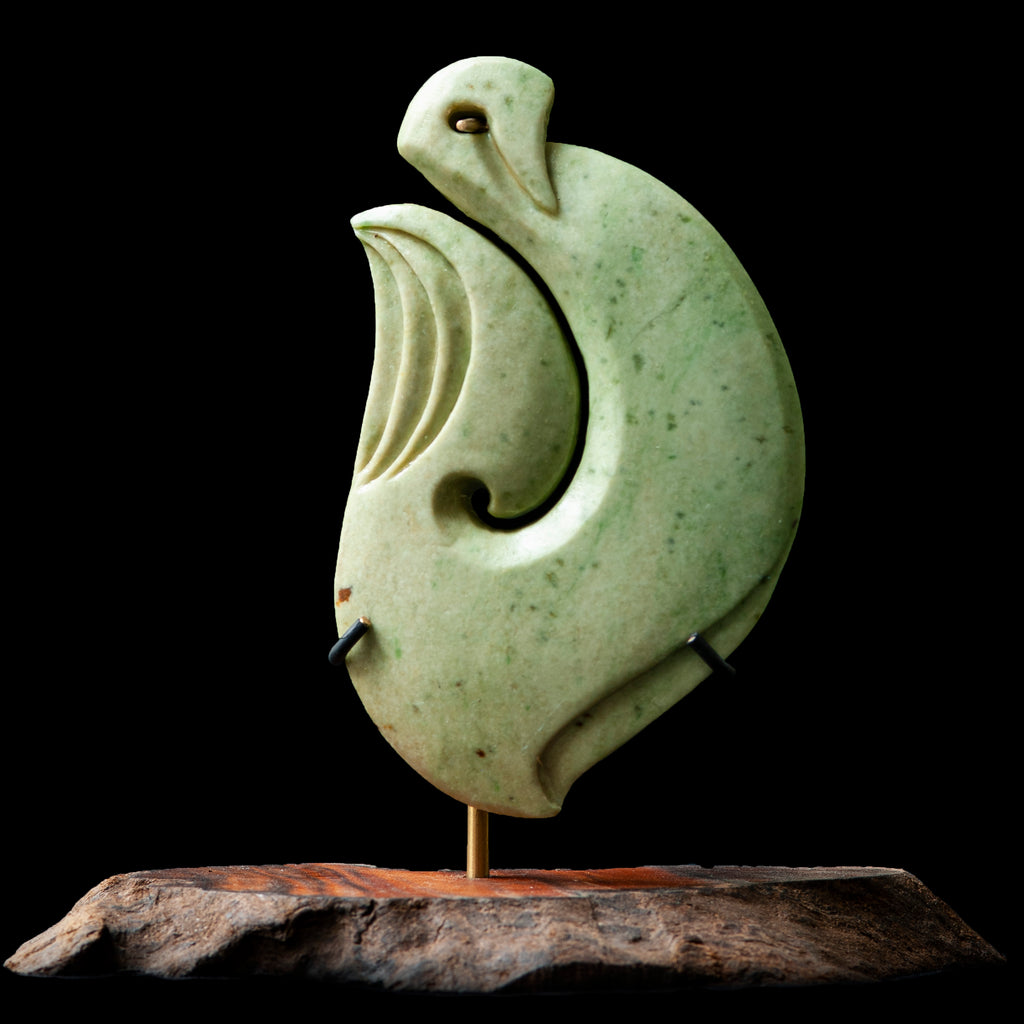 New Zealand Pounamu Matau Sculpture by Alex Sands – The Bone Art Place