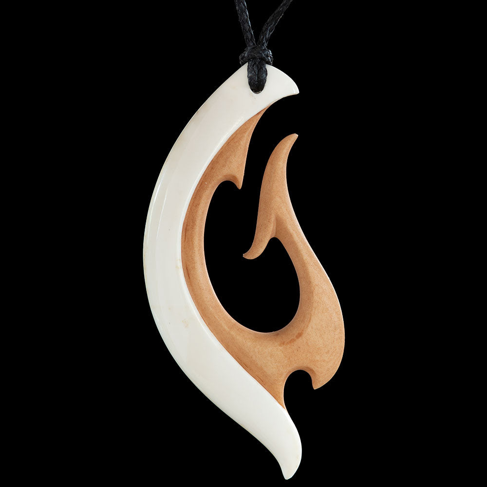 Large Maori style stained bone Matau pendant by Kerry Thompson – The ...