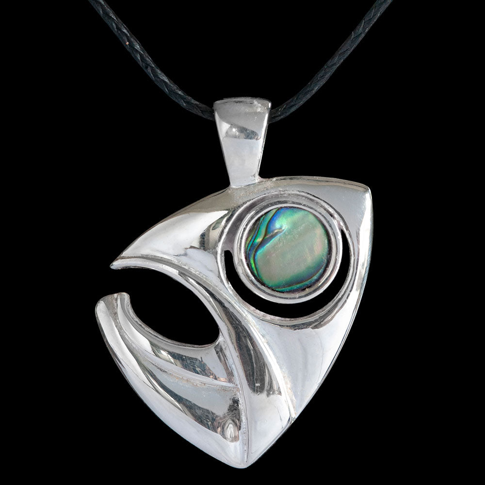 Sterling Silver & Paua Maori Style Tamure Pendant by Kerry Thompson ...